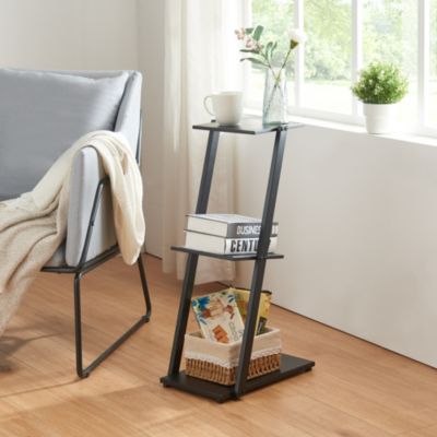 Étagère autoportante Rollag à 3 niveaux métal 72 x 40 x 25 cm noir en.casa