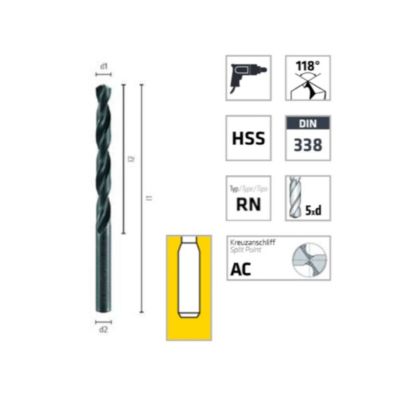 10 Forets HSS DIN 338 RN Pointe Fendue - Aciers, Fontes 118 D. 4.3 x Lt ...
