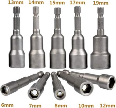 10-piece screwdriver socket 6-19 mm - bit adapter, hex nut driver ...