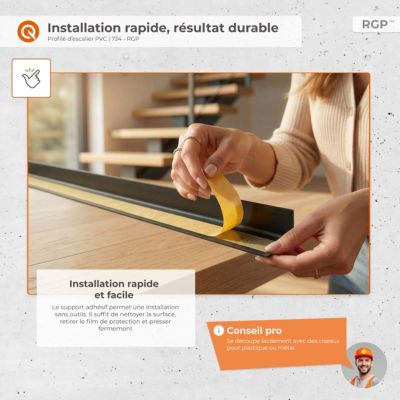 10x Nez de marche PVC 50x42 mm QUEST, profil autocollant antidérapant ...