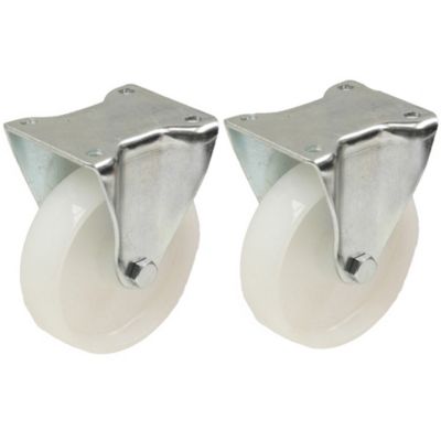 2 - 80mm 3" inch nylon castors - heavy duty fixed castor set 120kg each