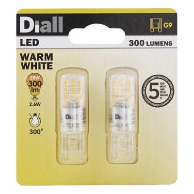 2 ampoules LED Diall capsule G9 2,6W=28W blanc chaud