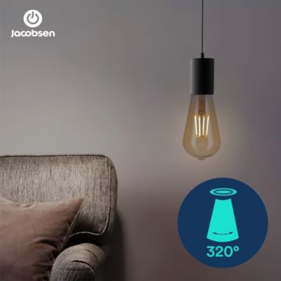 2 ampoules LED E27 ST64 filament ambré 806 lm blanc chaud 11W Jacobsen