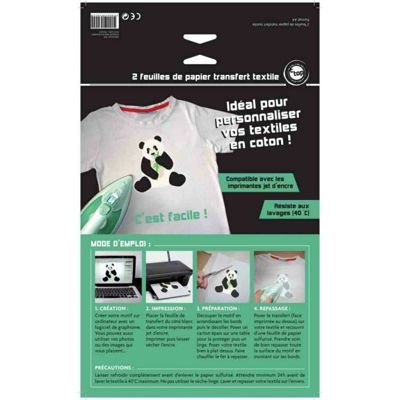 2 Feuilles Papier Transfert Textile A4 - Ctop
