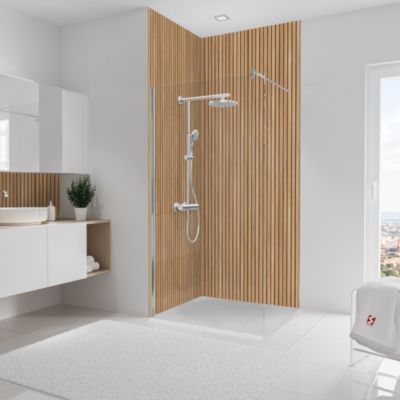 2 Panneaux muraux de salle de bains effet chêne tasseaux verticaux, l ...