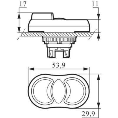 BACO BA100506-GN L61QA22K bouton-poussoir double touche collerette 22,3 ...