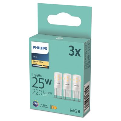 3 ampoules LED capsule IP20 25W G9 220lm Philips