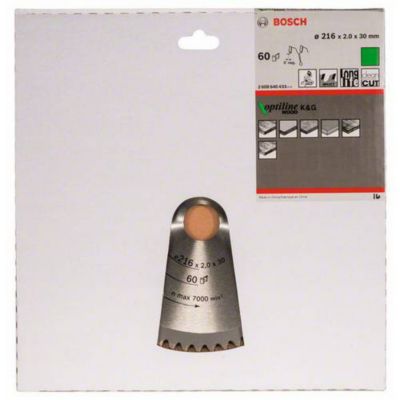 Lame de scie circulaire Optiline Wood 216 x 30 x 2,0 mm 60 dents