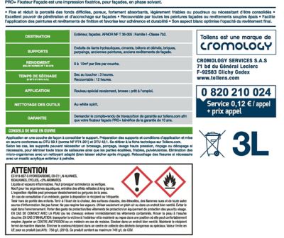 Fixateur façade Tollens pro+ blanc 3L | Castorama