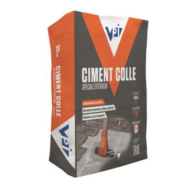 Ciment colle spécial extérieur blanc 25kg | Castorama