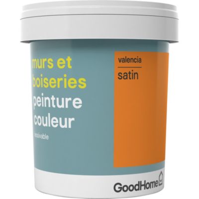 Peinture murs et boiseries GoodHome orange Valencia satin 0,75L | Castorama