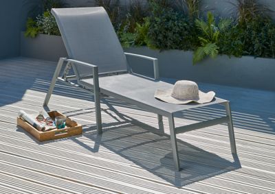 Bain de soleil métal et toile Blooma Swindon gris acier | Castorama