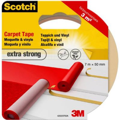 3M Scotch Ruban double-face pour tapis 20 m x 50 mm blanc, extra-robuste