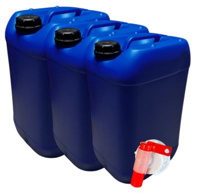 3x Bidon Jerrican Plastique 25 L litres Bleu Bouchon DIN 61 Liquides ...