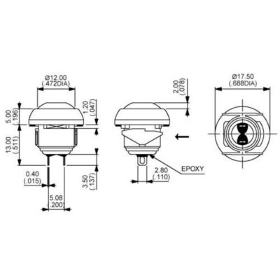 Bouton-poussoir à rappel 12 mm IBR3SAD600 - 125 V/AC 0,125 A, rouge.