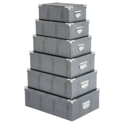 6 boîtes coin métal Croco gris - Gris- 5five
