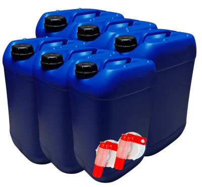 6x Bidon Jerrican Plastique 25 L litres Bleu Bouchon DIN 61 Liquides ...