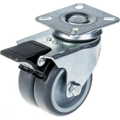 75mm 3" roulette double caoutchouc gris pivotante avec frein capacité 100kg