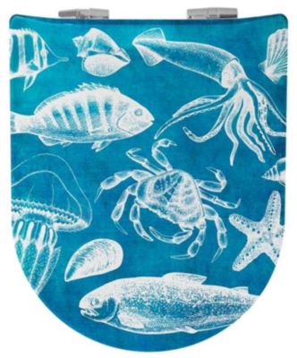 Abattant Double OLFA Descente Assistée "Fonds Marins" (47x36.5 cm - Bleu) | Castorama