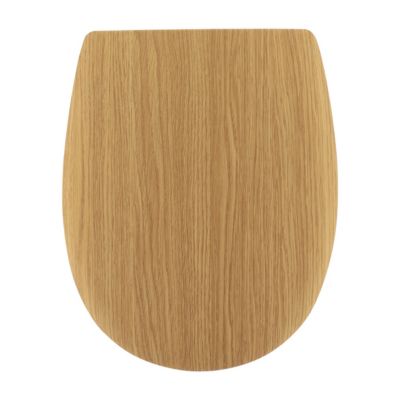 Abattant WC forme plate en Bois moulé aspect Chêne avec Kit fixation en ...