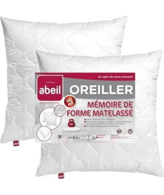 ABEIL Lot de 2 Oreillers a mémoire de forme matelassés- 60x60 cm ...