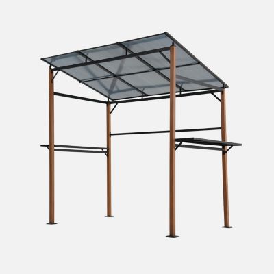 Abri de barbecue. gazebo pour barbecue. 2 tables latérales. gris ...