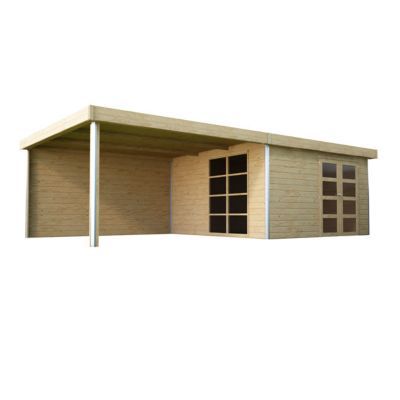 Abri de jardin bois + pergola Blooma Lindo XL, 14,3 + 15 m² ép.28 mm