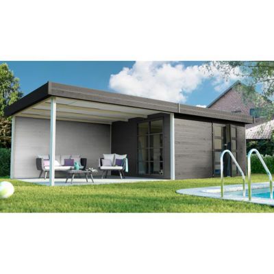 Abri de jardin bois + pergola Blooma Lindo XL, 14,3 + 15 m² ép.28 mm ...