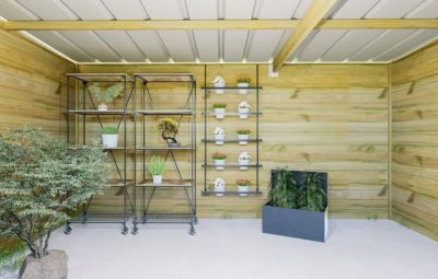 ABRI DE JARDIN bois Pin traité autoclave 27mm - 6,395x2,64m / 16,9m2 ...