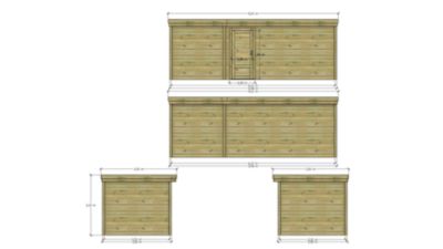 ABRI DE JARDIN bois Pin traité autoclave 27mm - 6,395x2,64m / 16,9m2 ...