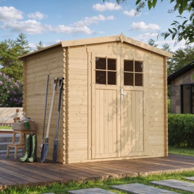Abri de jardin en bois AVEC SOL TRAITÉ - I236xL226xH218 cm/ 4,33 m2 ...