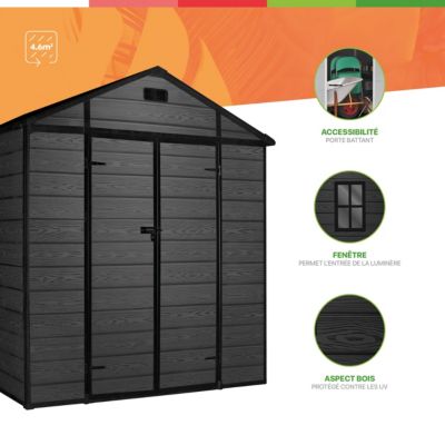Abri de Jardin en Résine 4,6 m² Aqua avec fenêtre - Plancher inclus ...