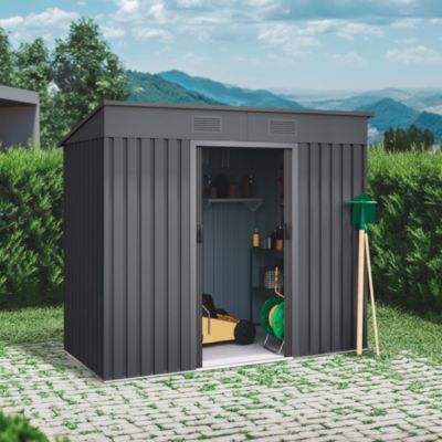 Abri de Jardin Métal 3,14m² Light Anthracite - Porte coulissante double ...
