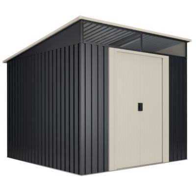 Abri de Jardin Métal 5,6 m² Stark avec fenêtre - Porte coulissante double - Toit plat