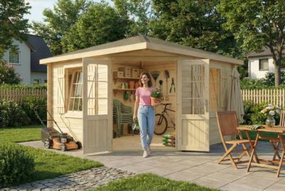 Abri de jardin pentagonal Monica Royal Alpholz, 37x37m dim ext (cas ...