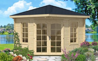Abri de jardin pentagonal Victor-B 44 Iso Alpholz, 3x3m dim ext (cas ...
