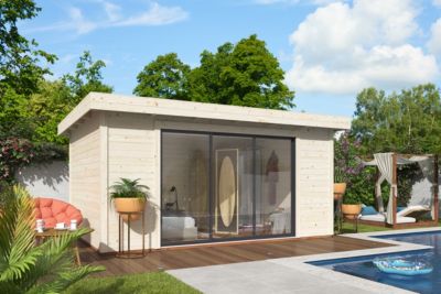 Abri / Studio de jardin Lydia en bois naturel ép.28 mm surface totale ...