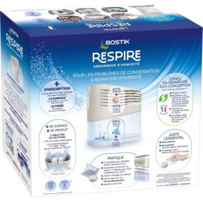 Absorbeur d'humidité avec 4 tablettes de 250 g Bostik Respire pour ...