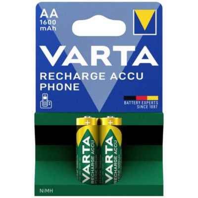 Accu rechargeable LR6 (AA) NiMH 1,2 V 1600 mAh - Lot de 2 Phone Power