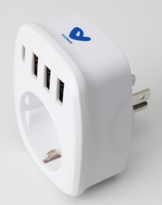 Adaptateur prise voyage UE/US - 4 ports USB - Voltman