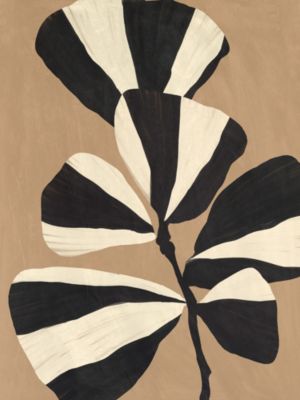 Affiche feuille noir et blanc sur fond beige l.60 x l.80 cm Dada Art ...