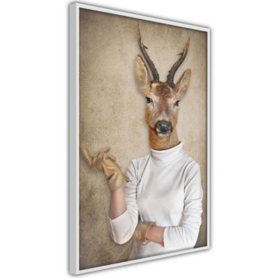 Affiche Murale Encadrée "Animal Alter Ego Capreolus" 21 x 30 cm Blanc