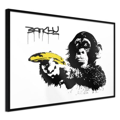 Affiche Murale Encadrée "Banksy Banana Gun II" 30 x 20 cm Noir