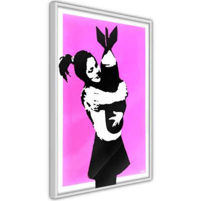 Affiche Murale Encadrée "Banksy Bomb Hugger" 21 x 30 cm Blanc