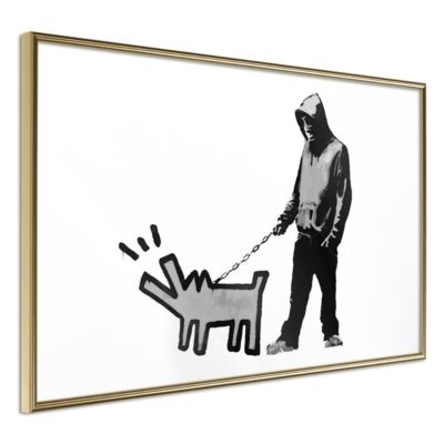 Affiche Murale Encadrée "Banksy Choose Your Weapon" 30 x 20 cm Or