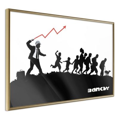 Affiche Murale Encadrée "Banksy The Whip" 30 x 20 cm Or