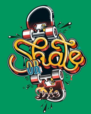 Affiche Skate Tag vert Dada Art l.24 x H.30 cm