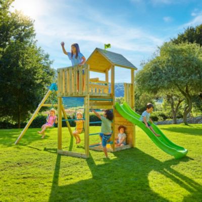 Aire de jeux double plateforme SARRIETTE en bois marron