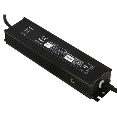 Alimentation LED étanche IP67 - 60W 24V - Aluminium Noir - Garantie 3 Ans
