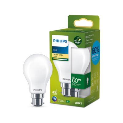 Ampoule LED A60 B22 840lm=60W blanc chaud Philips ⌀6 cm dépoli | Castorama